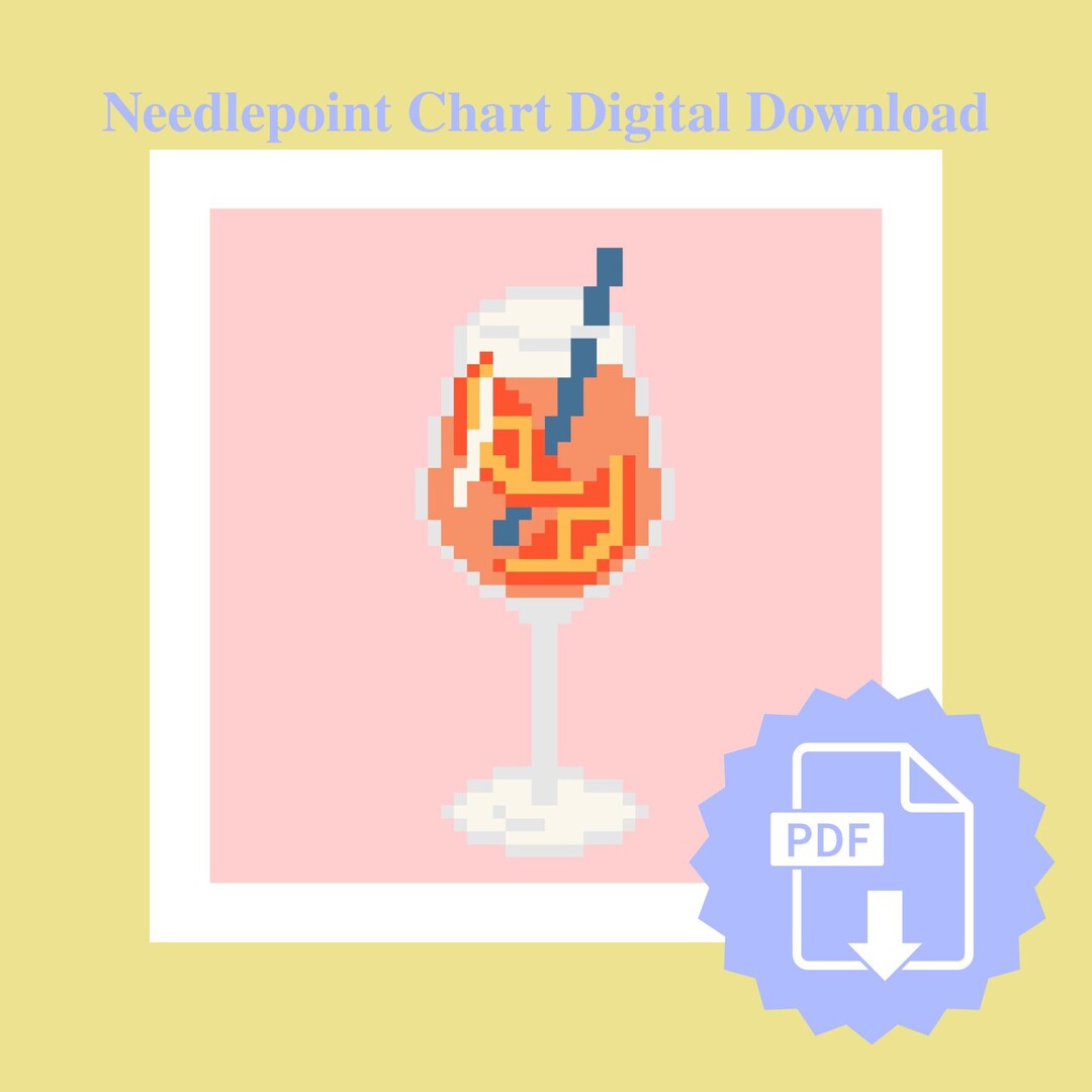 Aperol Spritz Needlepoint Chart 13in Mesh 4in - Etsy