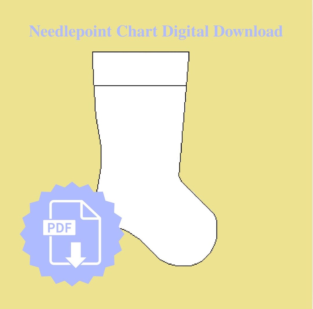 Christmas Needlepoint Stocking Outline Chart 13in Mesh - Etsy