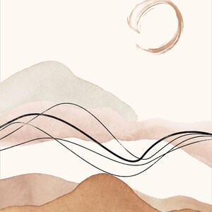 Abstract Landscape Pastel and Neutral Watercolour Print Living - Etsy