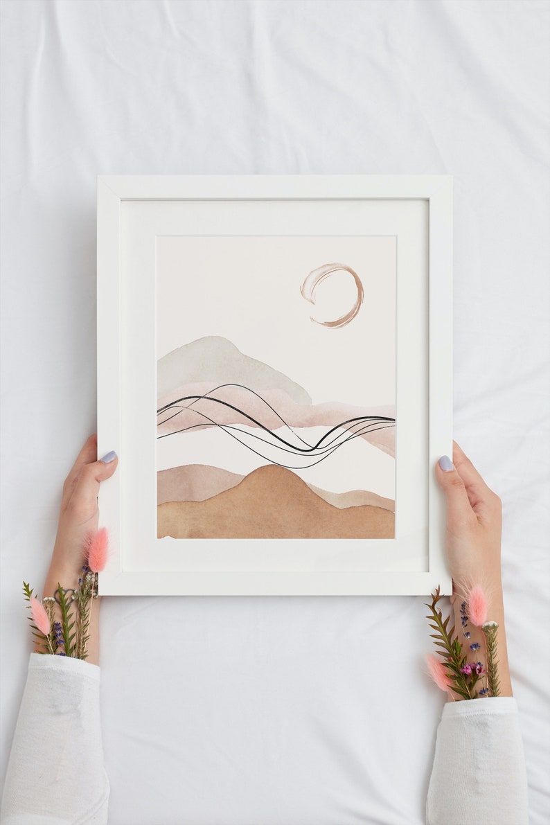 Abstract Landscape Pastel and Neutral Watercolour Print Living - Etsy
