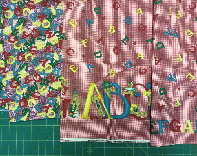 Daisy Kingdom Alphabears Tossed Letters Border Fabric + Matching Fabric ...