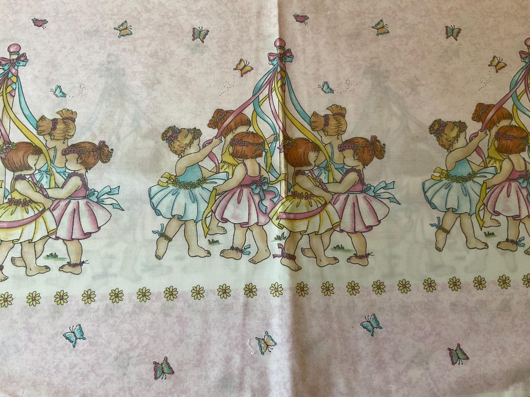 VERY RARE - Daisy Kingdom Maypole Dance Single Border Fabric. BTY - Etsy