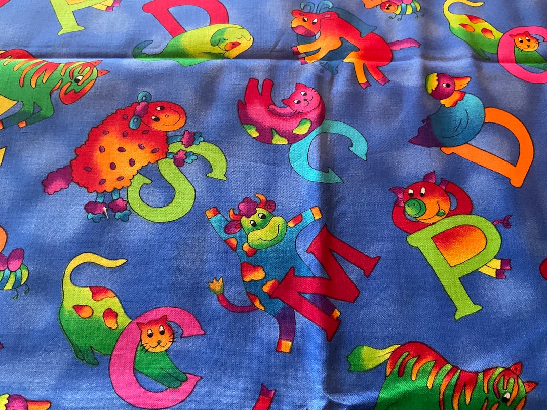 Michael Miller Bright Critter Alphabet Fabric. 1-1/2 Yd Lot - Etsy