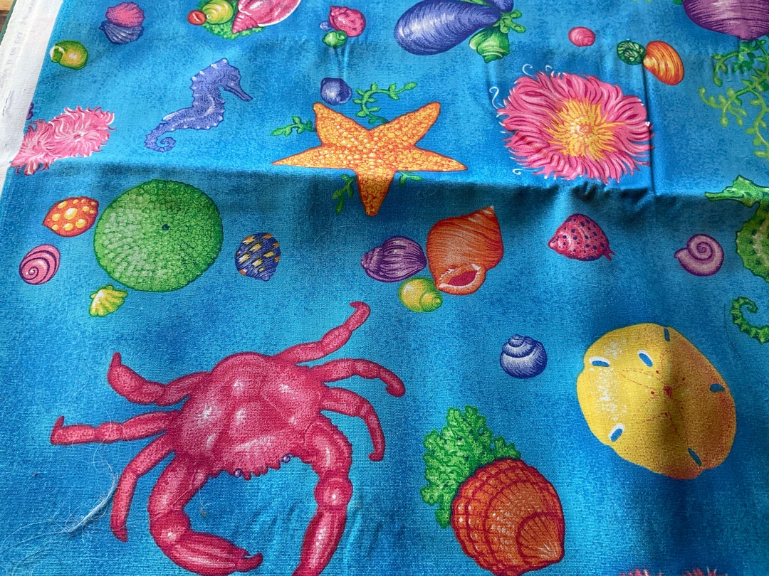 Cranston Bright Sea Creatures Fabric BTY - Etsy