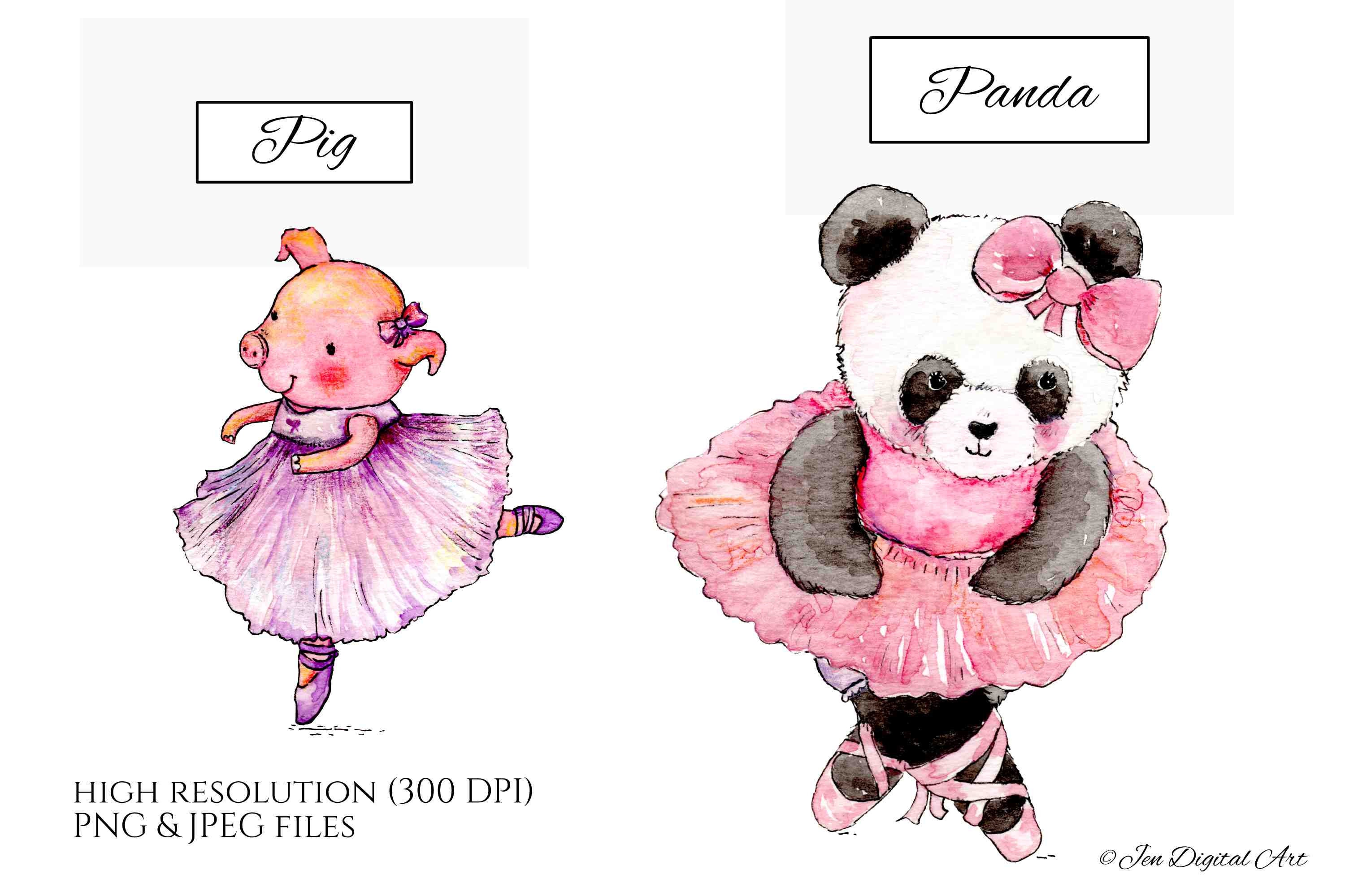 Watercolor Ballet Animals | 8 Illustrations | PNG/JPEG | Ballet Clip ...