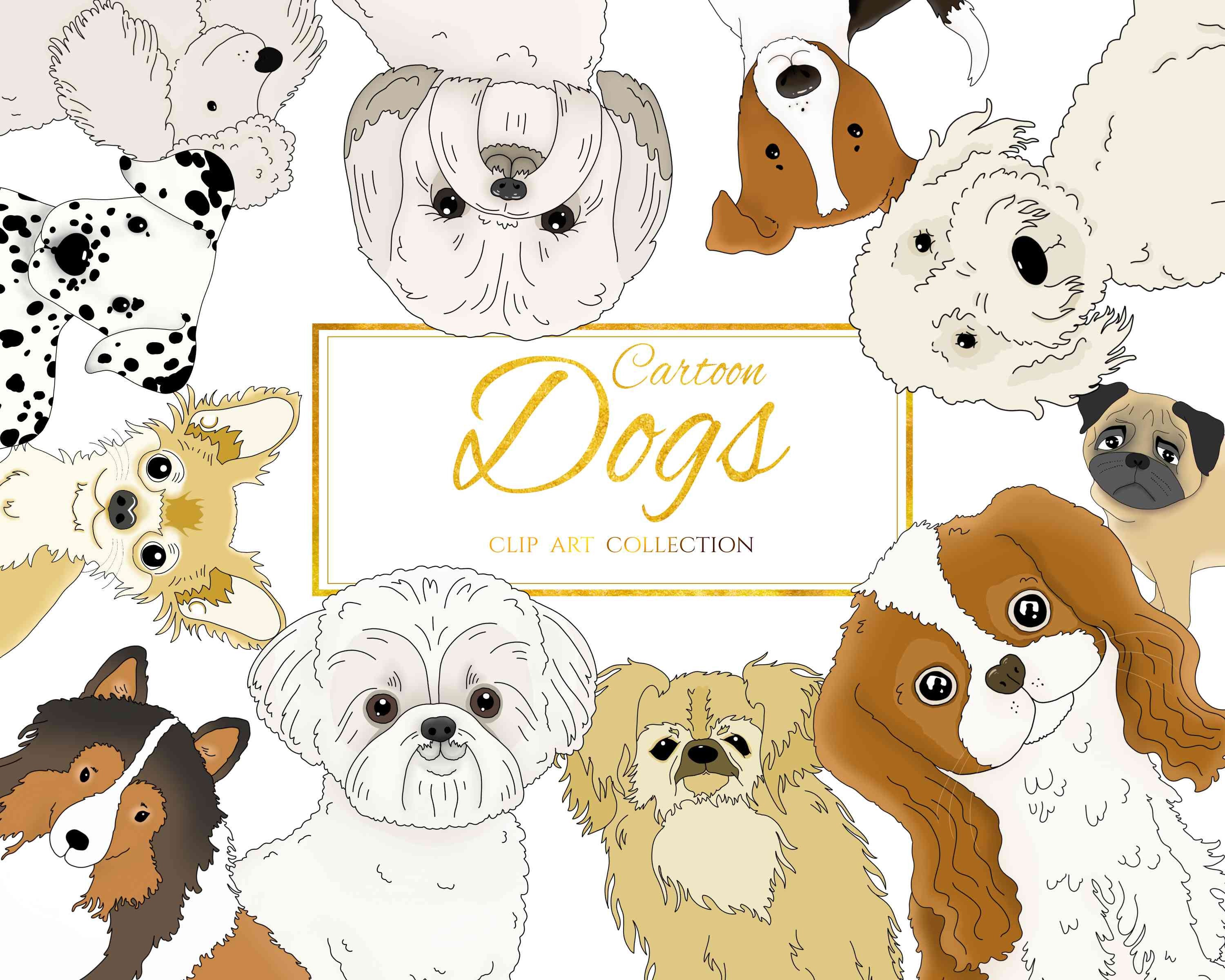Cartoon Dogs Clip Art Collection | 19 PNG Elements | Cute Dog Breeds ...