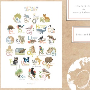 Australian ABC Poster | Alphabet Print | Illustrated Animal Poster | A ...