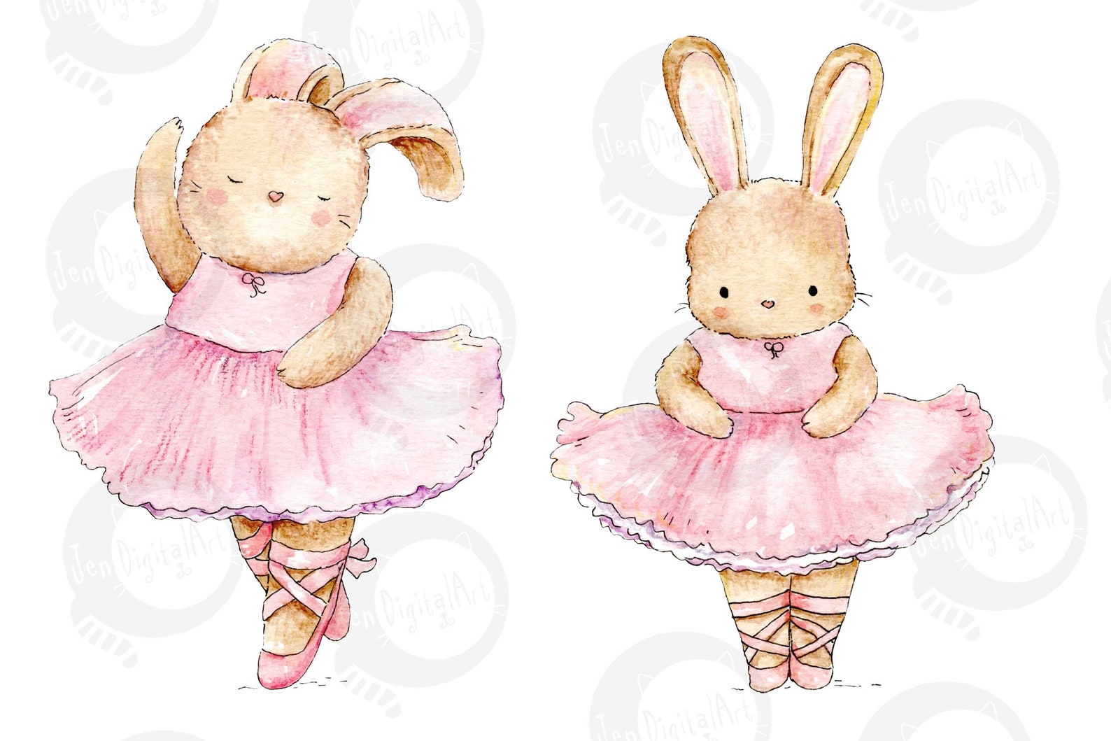 Conejitos de bailarina de acuarela / PNG/ JPEG / Ballet Clip | Etsy