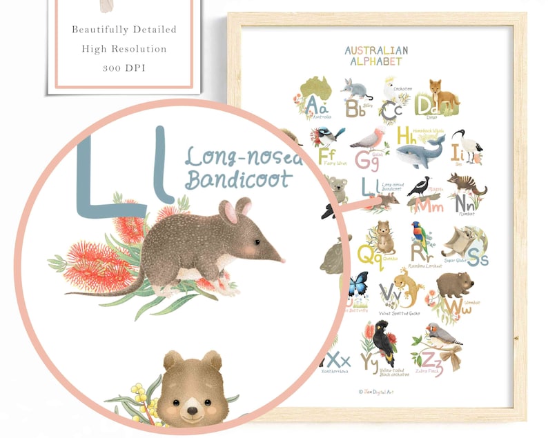 Australian ABC Poster | Alphabet Print | Illustrated Animal Poster | A ...