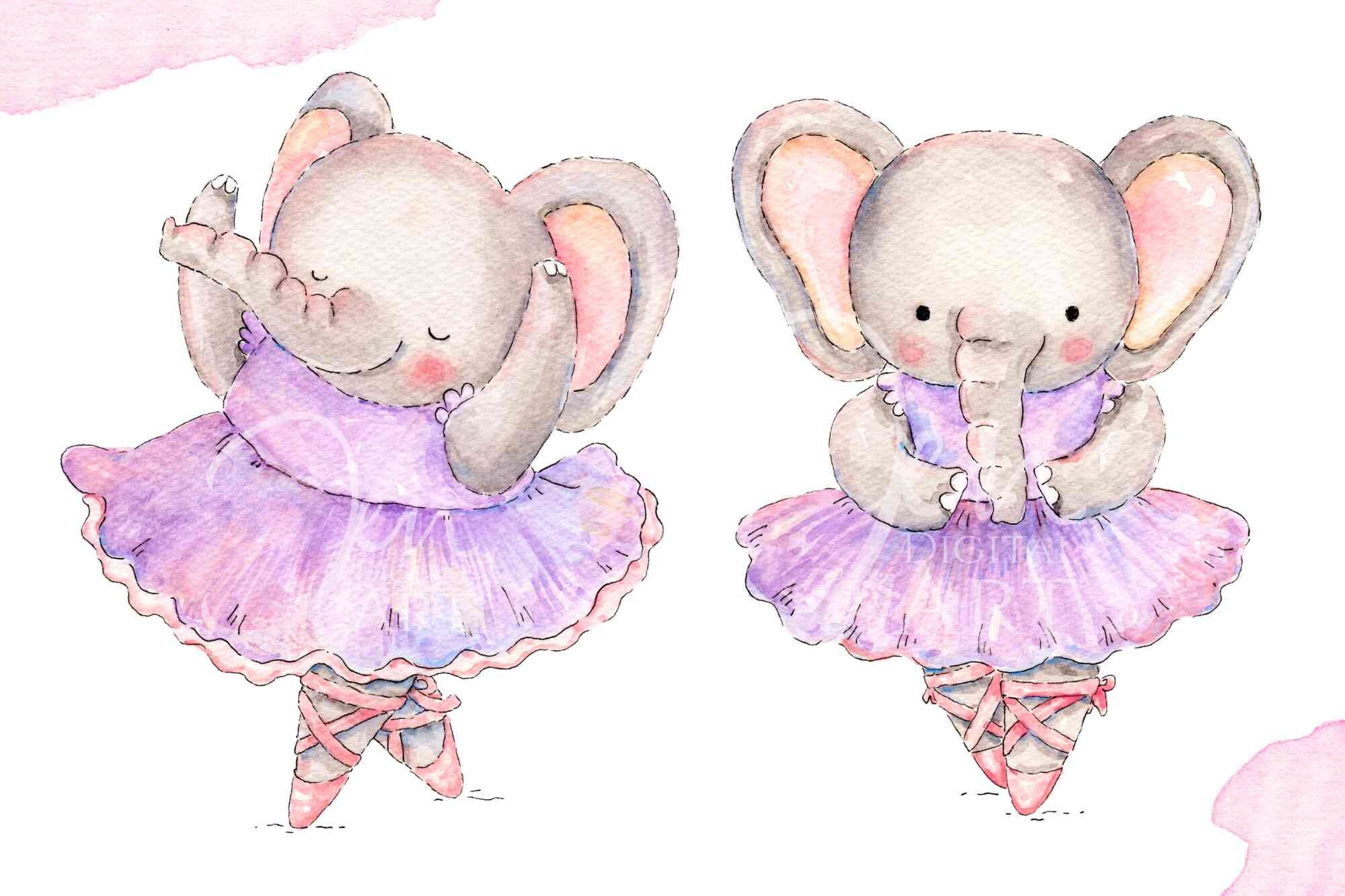 Ballerina Elephants | 6 Clip Art Elements PNG/JPEG - Etsy