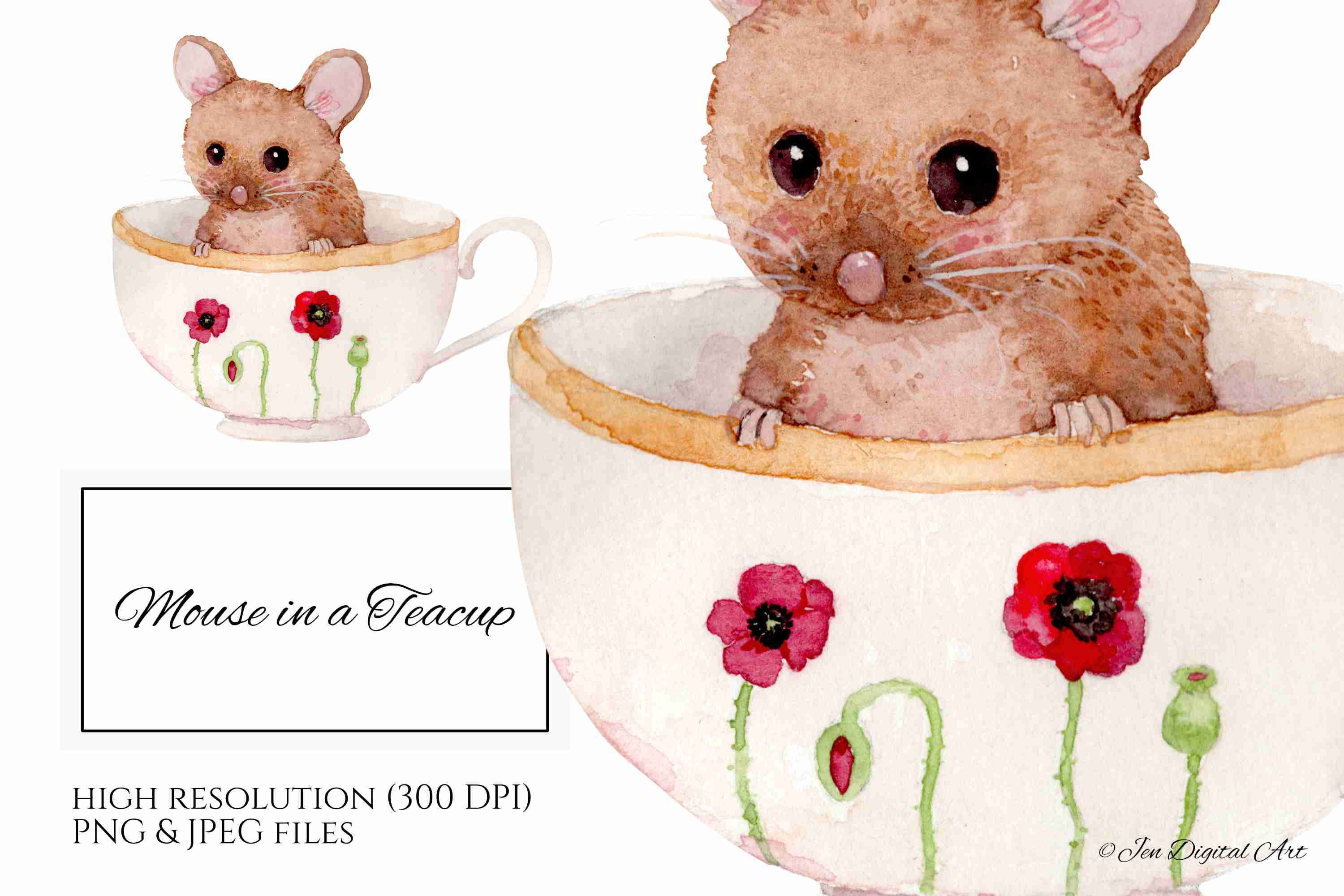 Animal Tea Set Clip Art Collection | 8 Watercolour PNG Elements | Cute ...