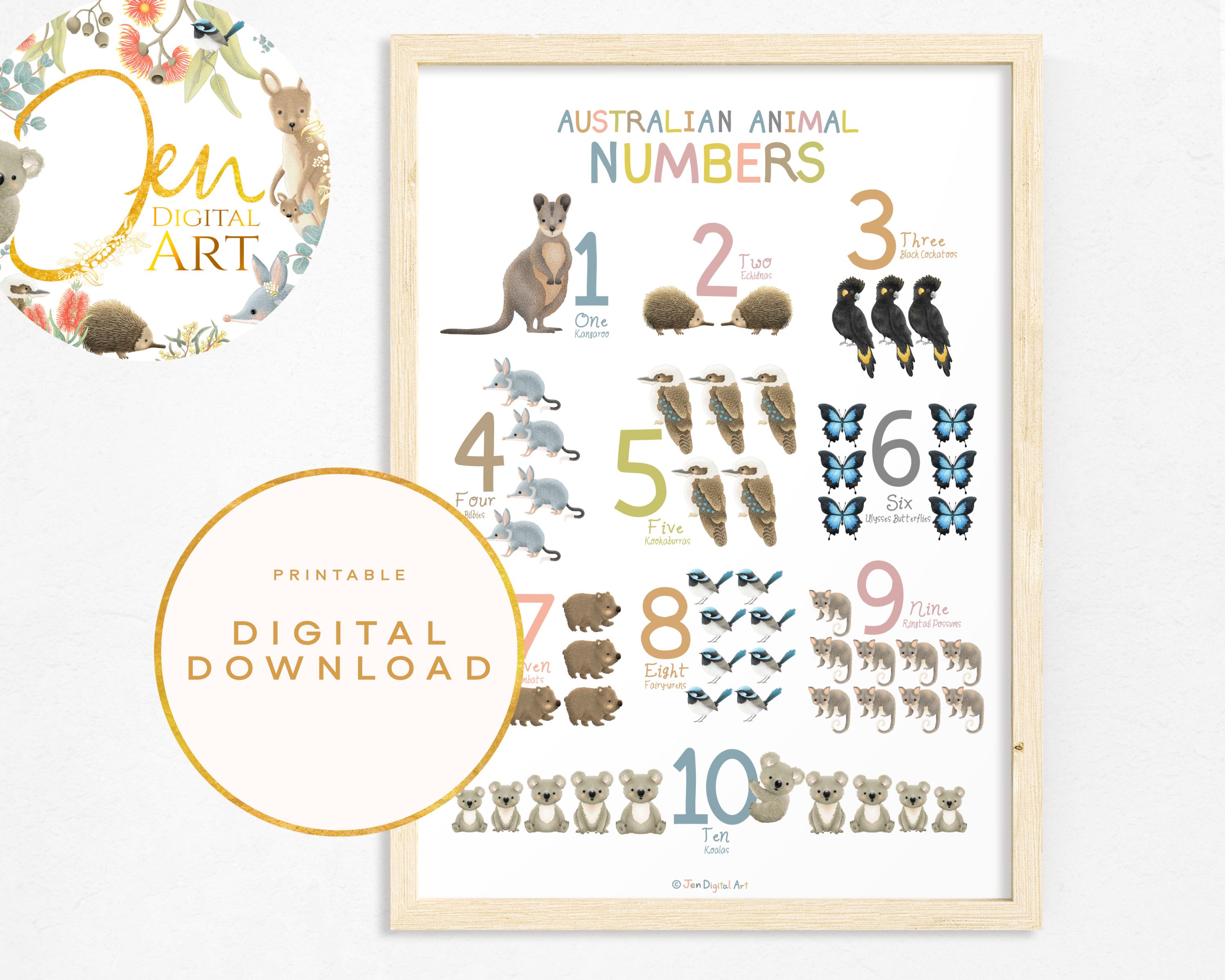 Australian Animal Numbers Poster | Counting Chart | Educational ...