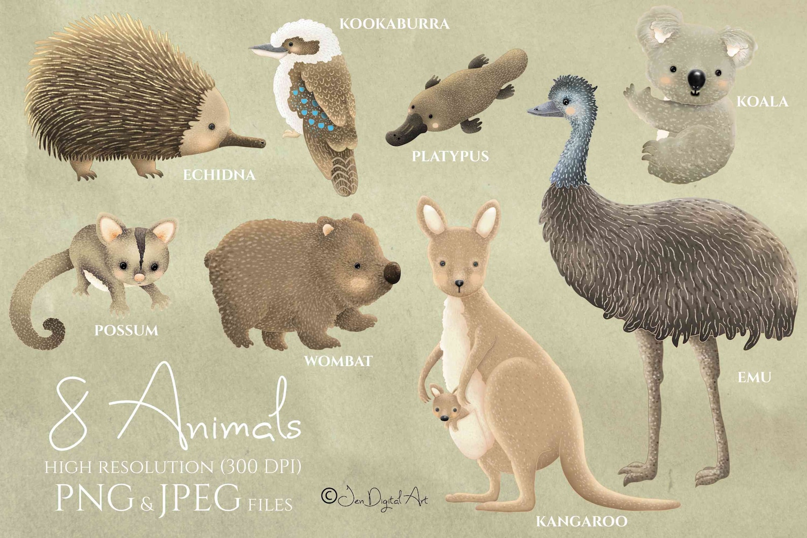 Australian Animals Clip Art Collection 17 Elements PNG / - Etsy Australia