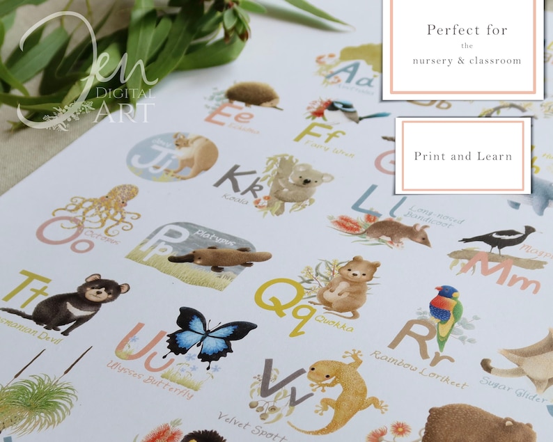 Australian Animal Alphabet Poster: A-Z Nursery Classroom Art (digital ...