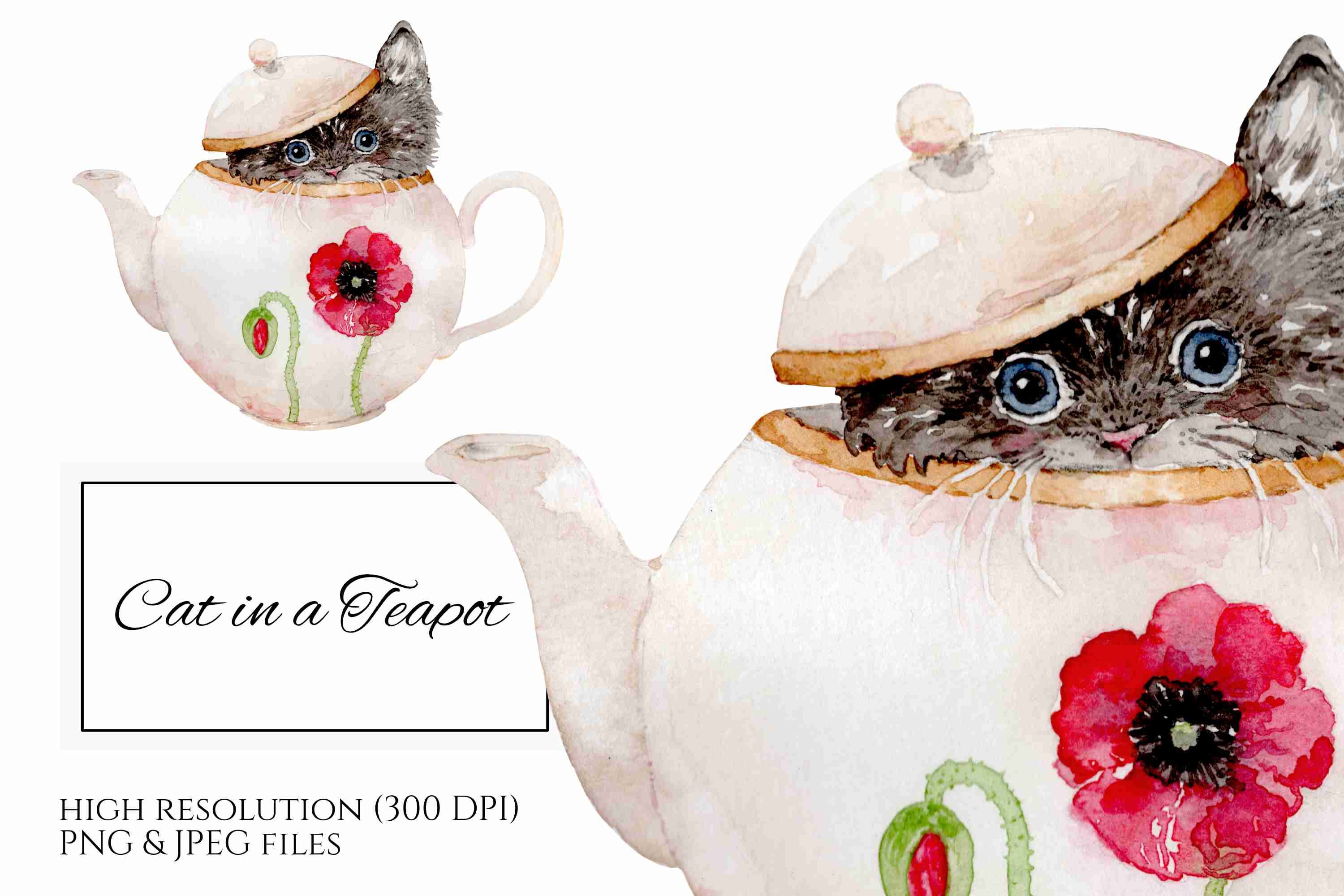 Animal Tea Set Clip Art Collection | 8 Watercolour PNG Elements | Cute ...