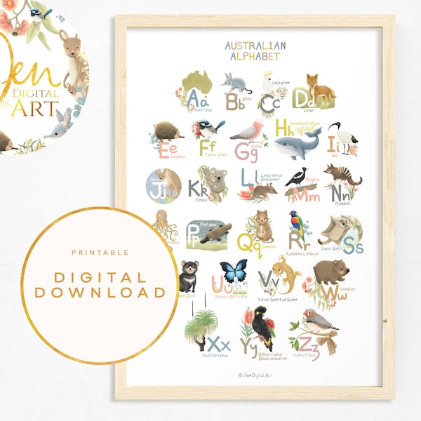 Australian Nursery Alphabet Poster - Etsy