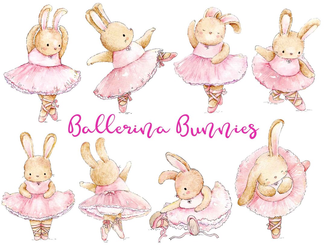 Ballerina Bunnies | 8 Clip Art Elements PNG/JPEG - Etsy