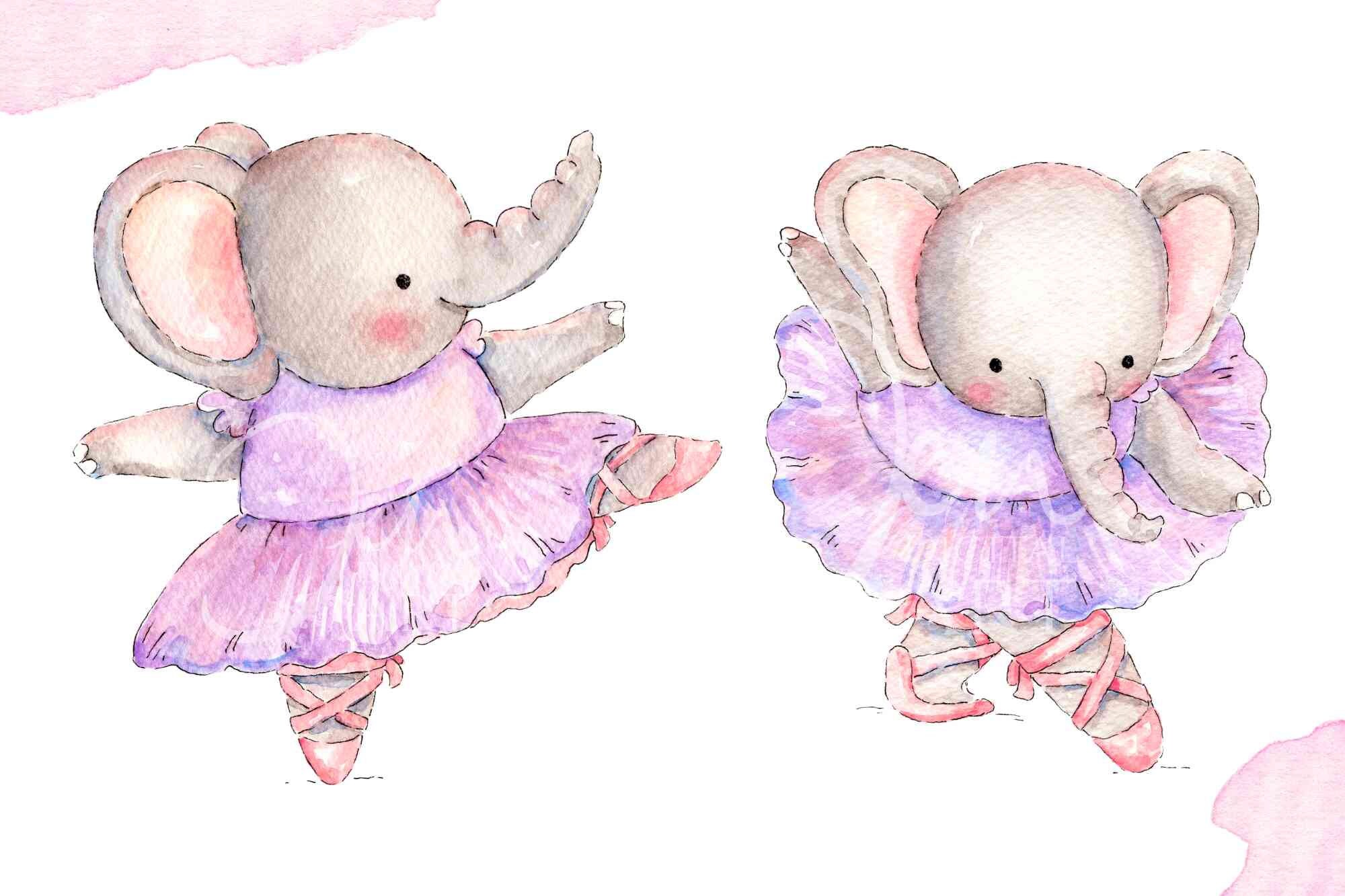 Ballerina Elephants | 6 Clip Art Elements PNG/JPEG - Etsy