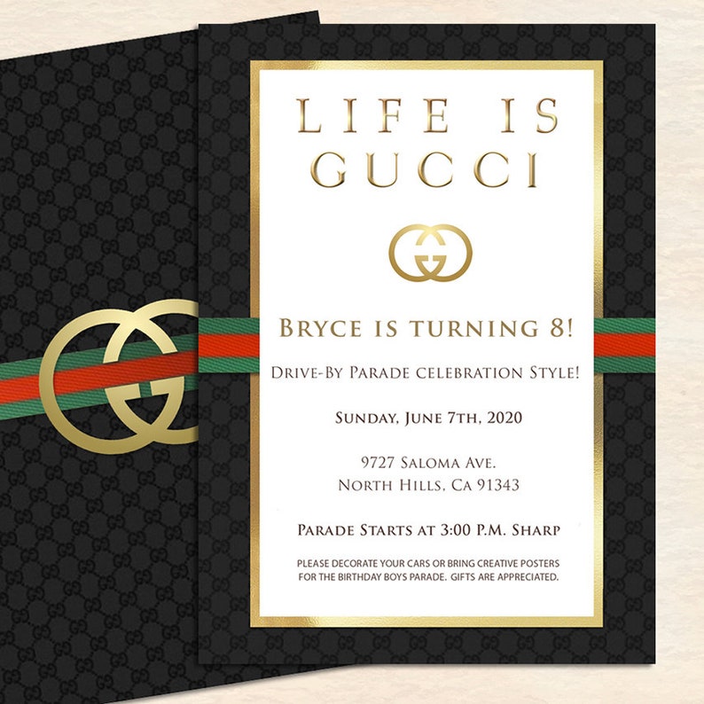 Print your self Gucci logo Invitation. Gucci theme party. | Etsy
