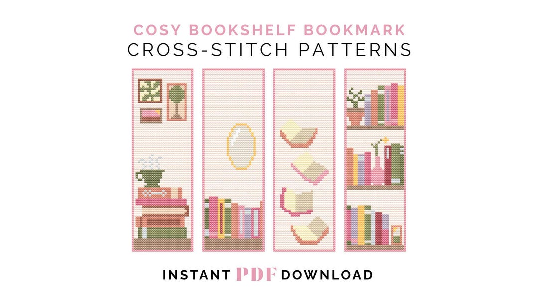 Cross Stitch Bookmark Pattern: Modern Book Lover Designs (PDF Download ...