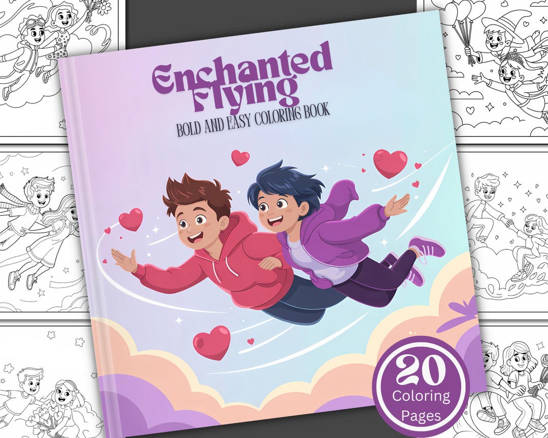 Bold and Easy Enchanted Flying Coloring Book/20 Coloring Pages/digital Download/cute Kawaii Fun ...