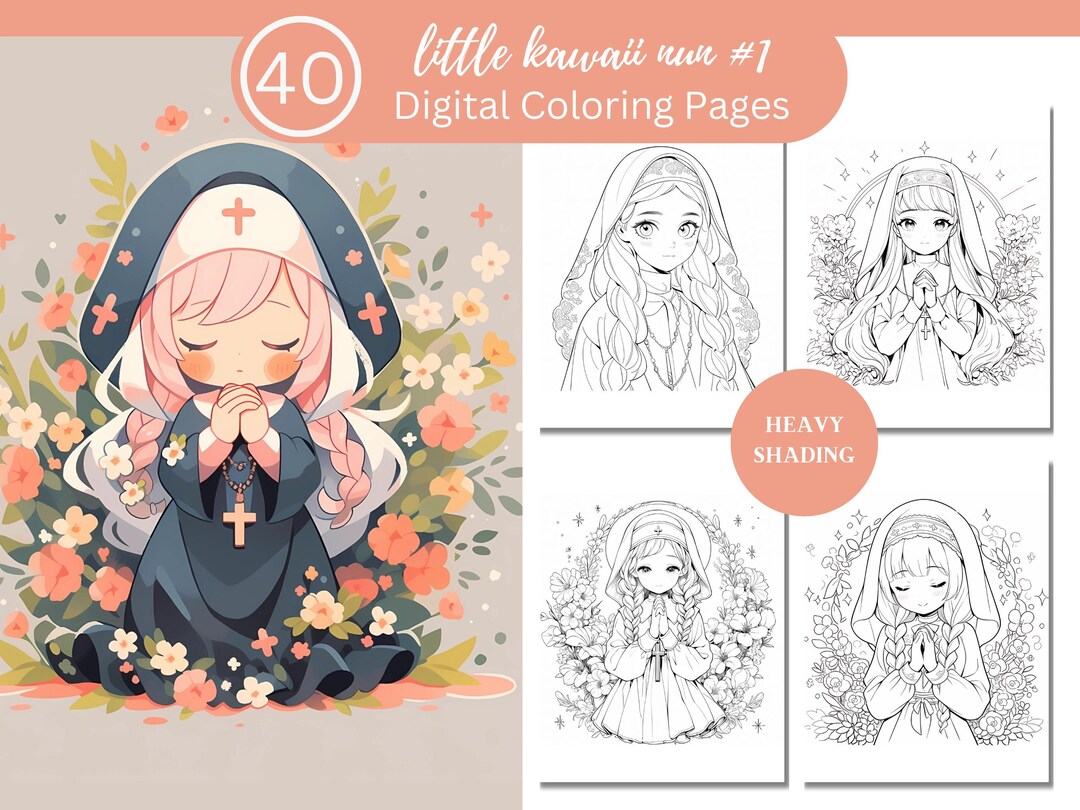 DISCONTINUED - Little Kawaii Nun Coloring Book #1/40 Coloring Pages ...