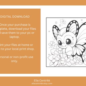 Kawaii Butterfly Floral 1 Coloring Book/40 Coloring Pages/gift Giving ...