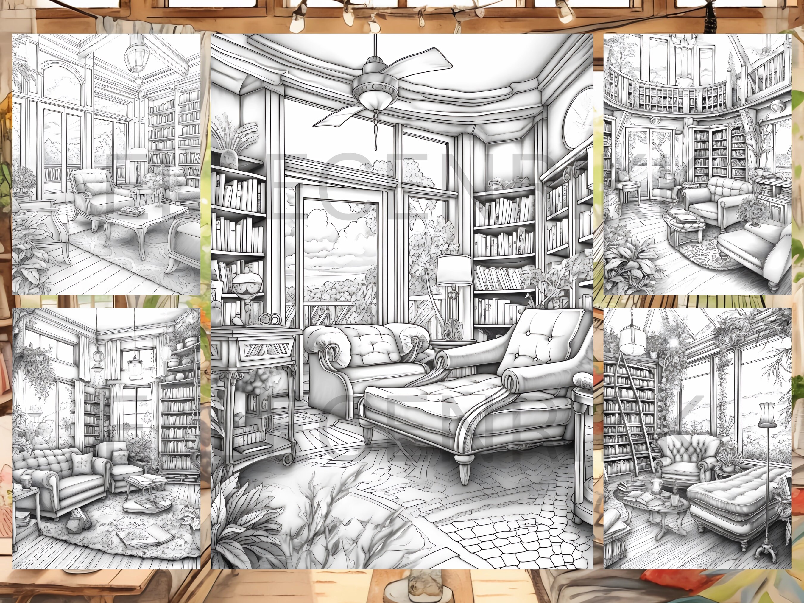 Cozy Home Coloring Pages: Set of 35 Intricate Interiors for - Etsy