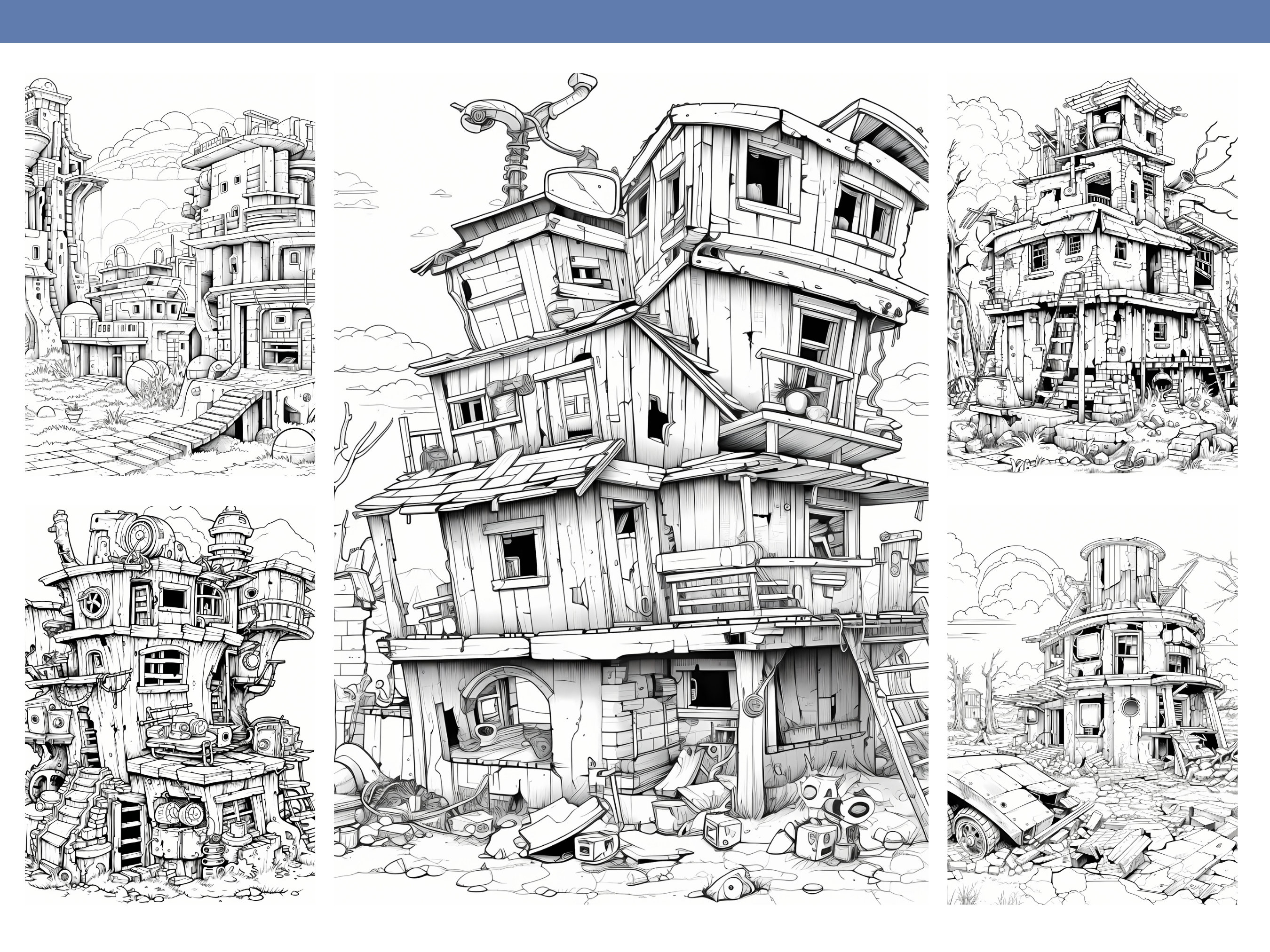 Dystopian World Coloring Book/20 Coloring Pages to Relax and - Etsy