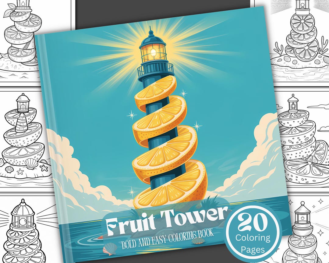 Fruit Tower Bold and Easy Coloring Book/20 Coloring Pages/digital ...