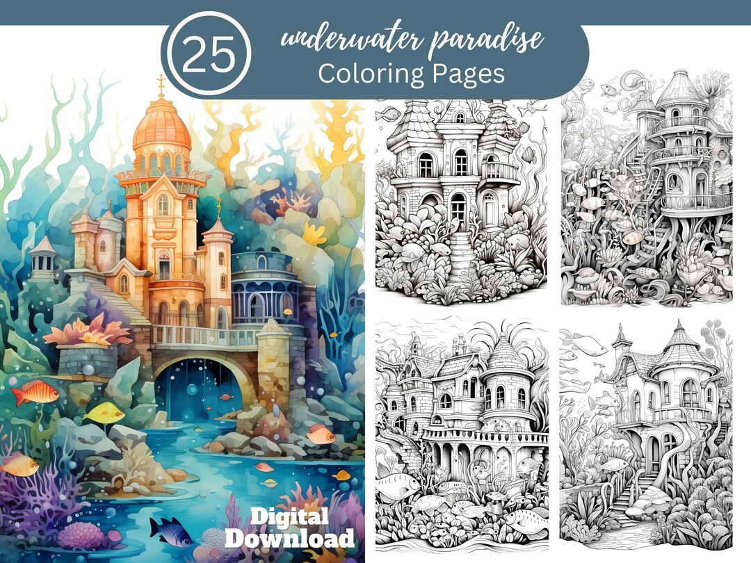 Underwater Paradise Coloring Book/25 Coloring Pages to Relax and Unwind ...