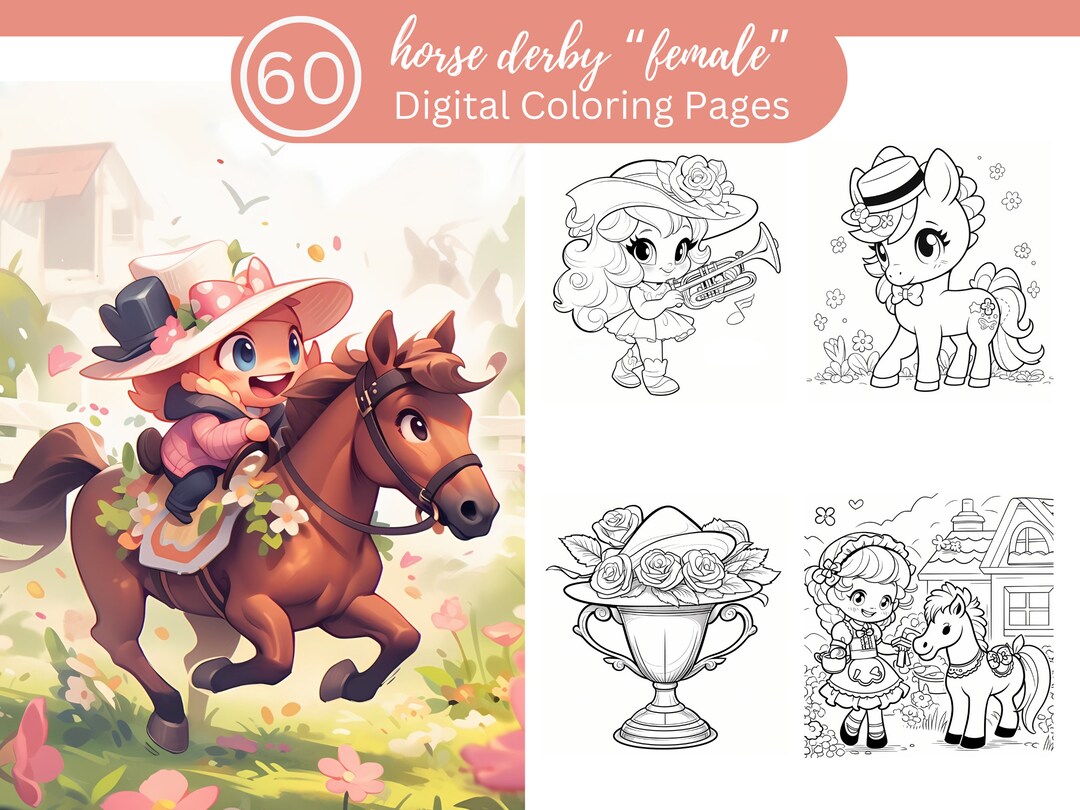 Horse Derby female Adult Coloring Pages/60 Coloring Pages to Relax and ...