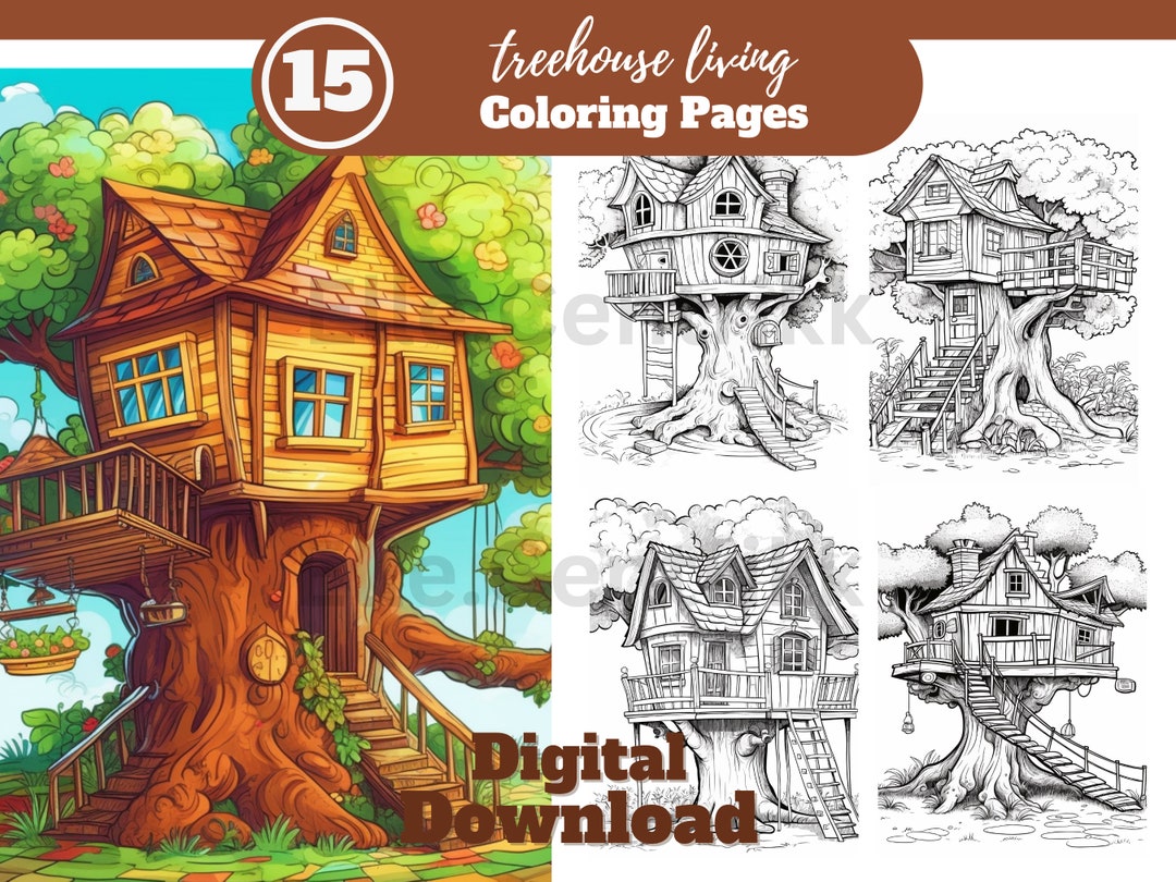 Treehouse Ventures Coloring Book/relax and Unwind/15 Adult Coloring ...