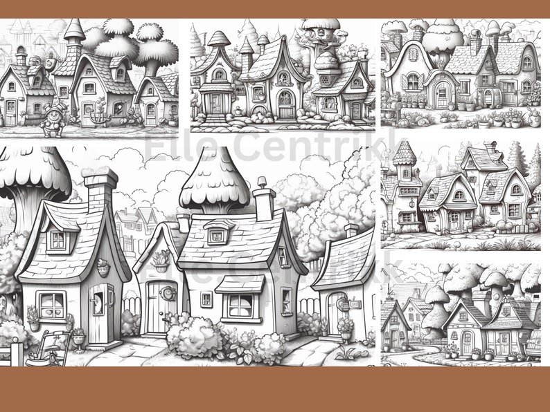 Gnome Villages 20 Coloring Pages Set Digital Download, Coloring Fun for ...