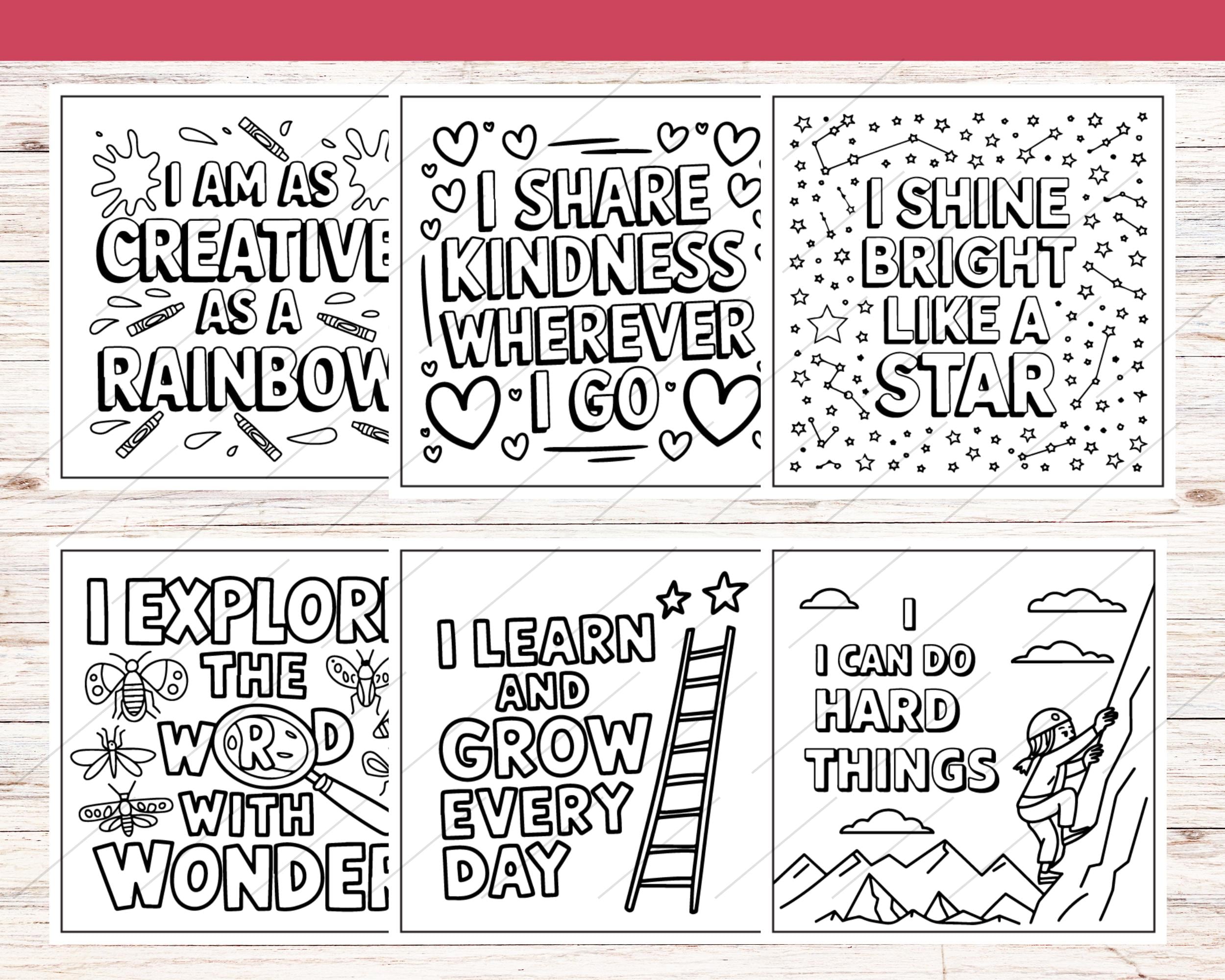 Positive Affirmations Coloring Book: 60 Bold Pages (digital Download ...