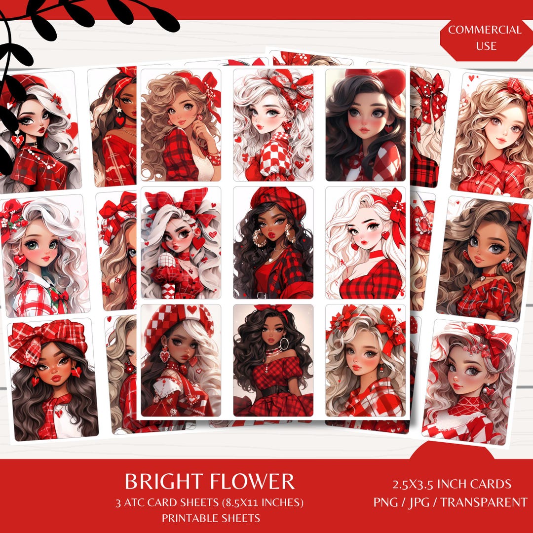 Oh so Red ATC Cards - Three 8.5x11 Cards Sheets - Digital Download ...