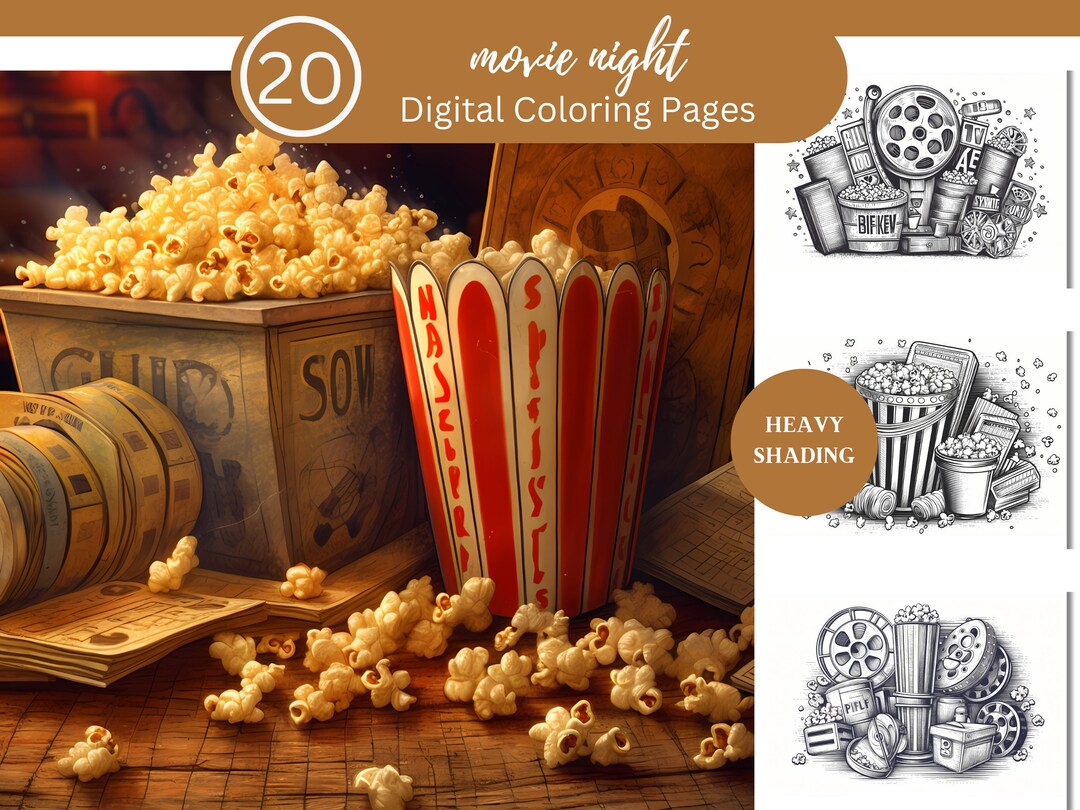 DISCONTINUED Movie Night Coloring Book/20 Coloring Pages/instant ...