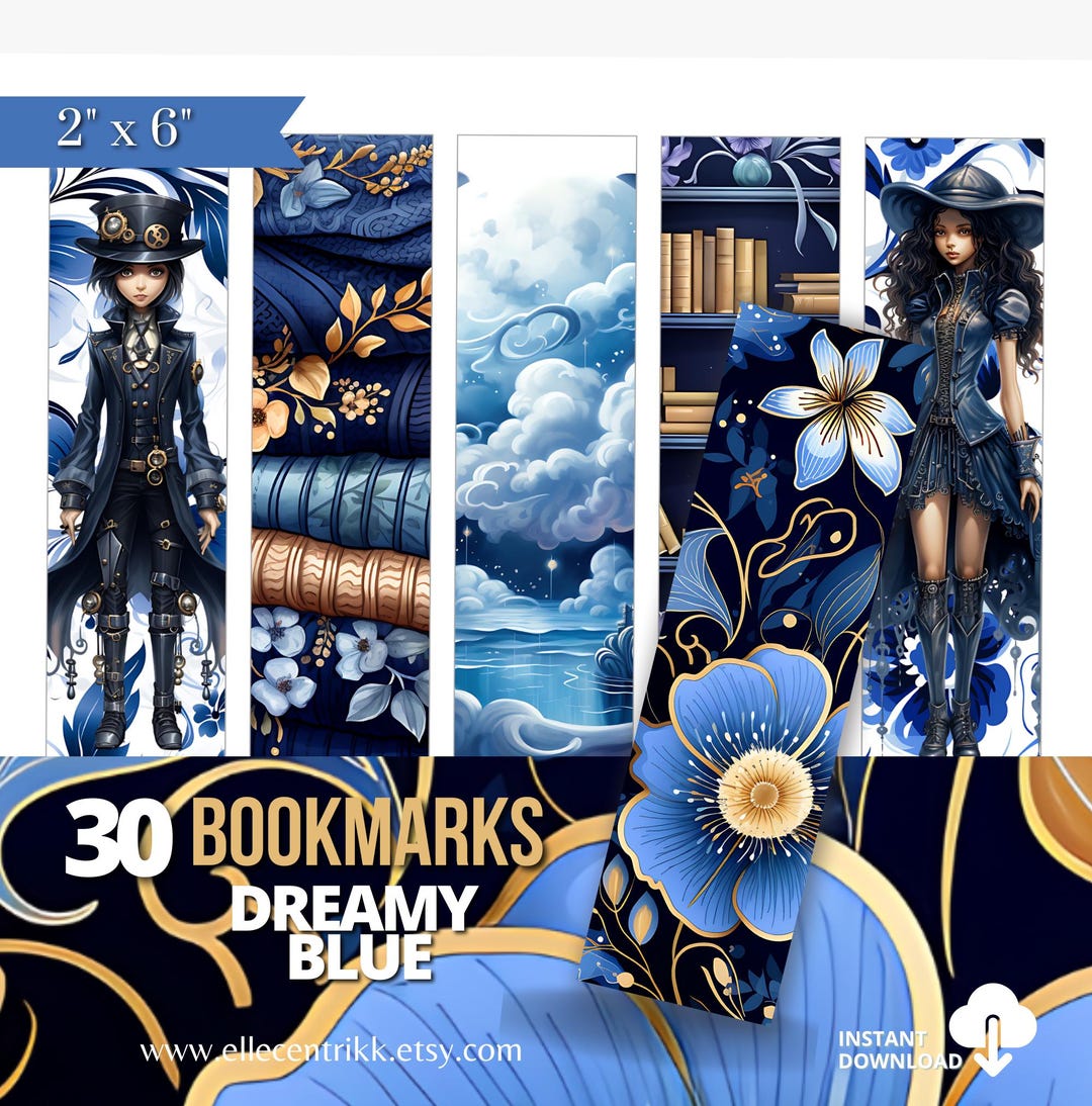 Dreamy Blue - 30 Bookmarks - Digital Download for Avid Readers ...