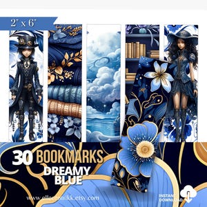 Dreamy Blue - 30 Bookmarks - Digital Download for Avid Readers ...