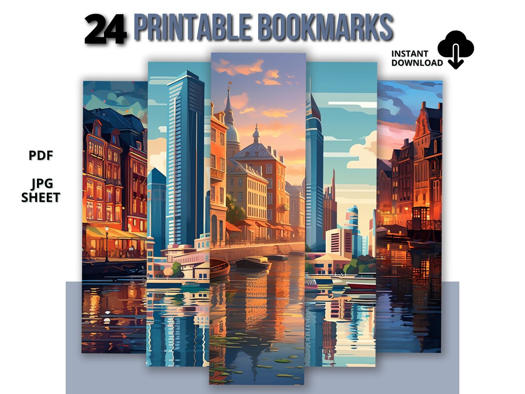Set of 24 Oceanfront Scenic Cityscapes Bookmarks /2x6 Size/instant ...