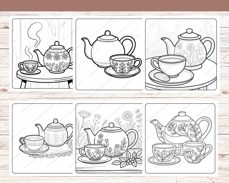 Kawaii Tea Party Coloring Book: 25 Pages (digital Download - Etsy