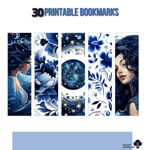 Dreamy Blue - 30 Bookmarks - Digital Download for Avid Readers ...