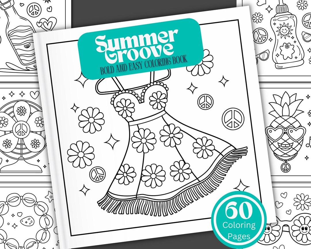 Summer Groove Coloring Book: 60 Cutesy Kawaii Pages (digital Download ...