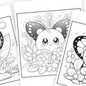 Kawaii Butterfly Floral 1 Coloring Book/40 Coloring Pages/gift Giving ...