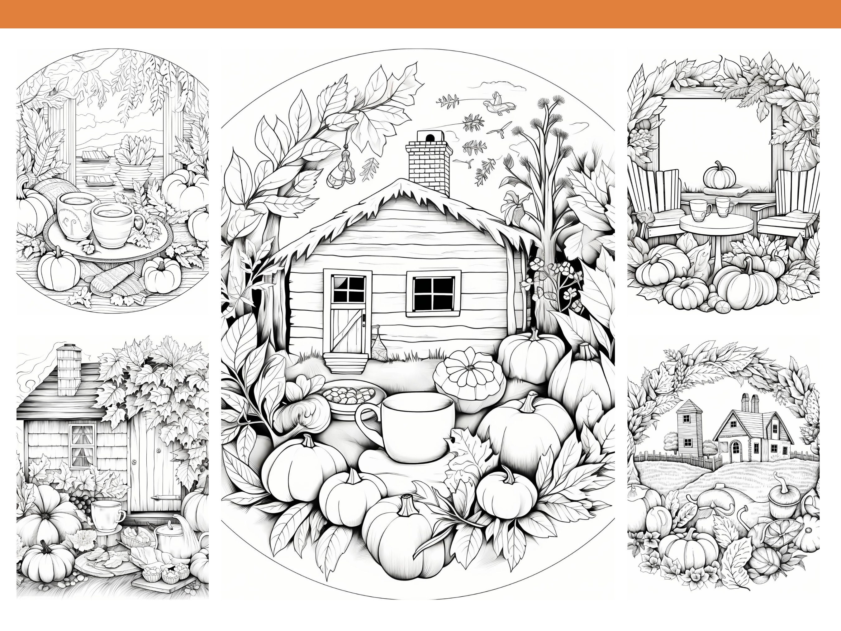 Fall Harvest Coloring Book/40 Coloring Pages to Relax and Unwind ...