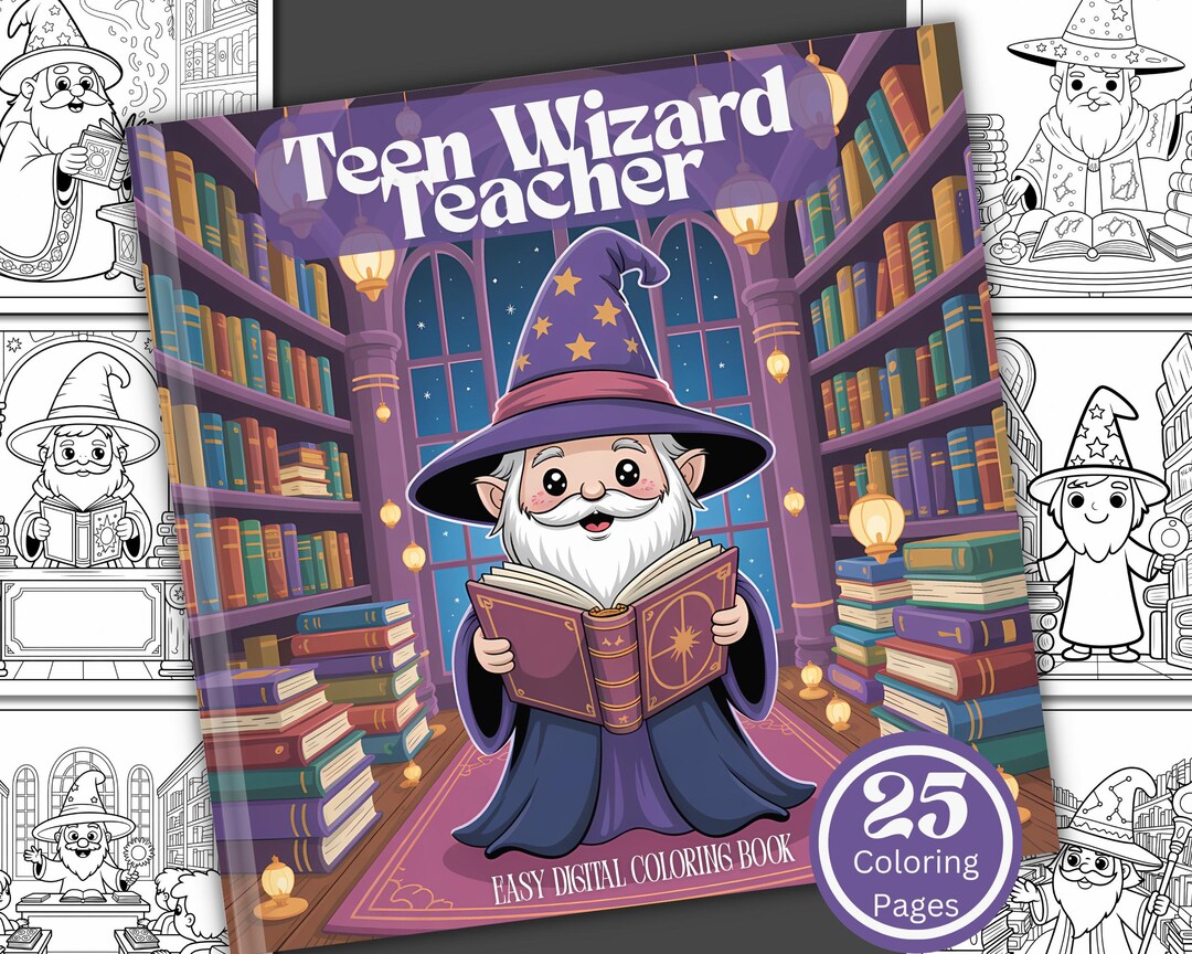 Wizard Teacher Coloring Book: 25 Kawaii Pages (digital Download) - Etsy