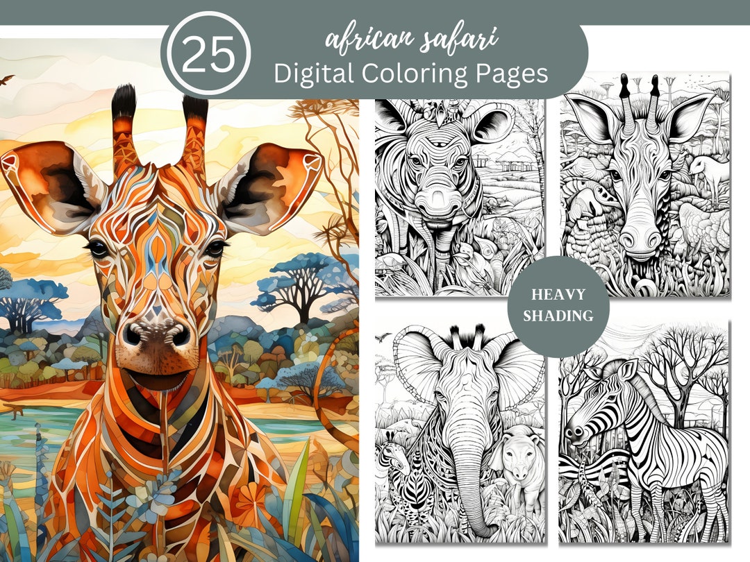 DISCONTINUED African Safari Coloring Book/25 Coloring Pages to Relax ...