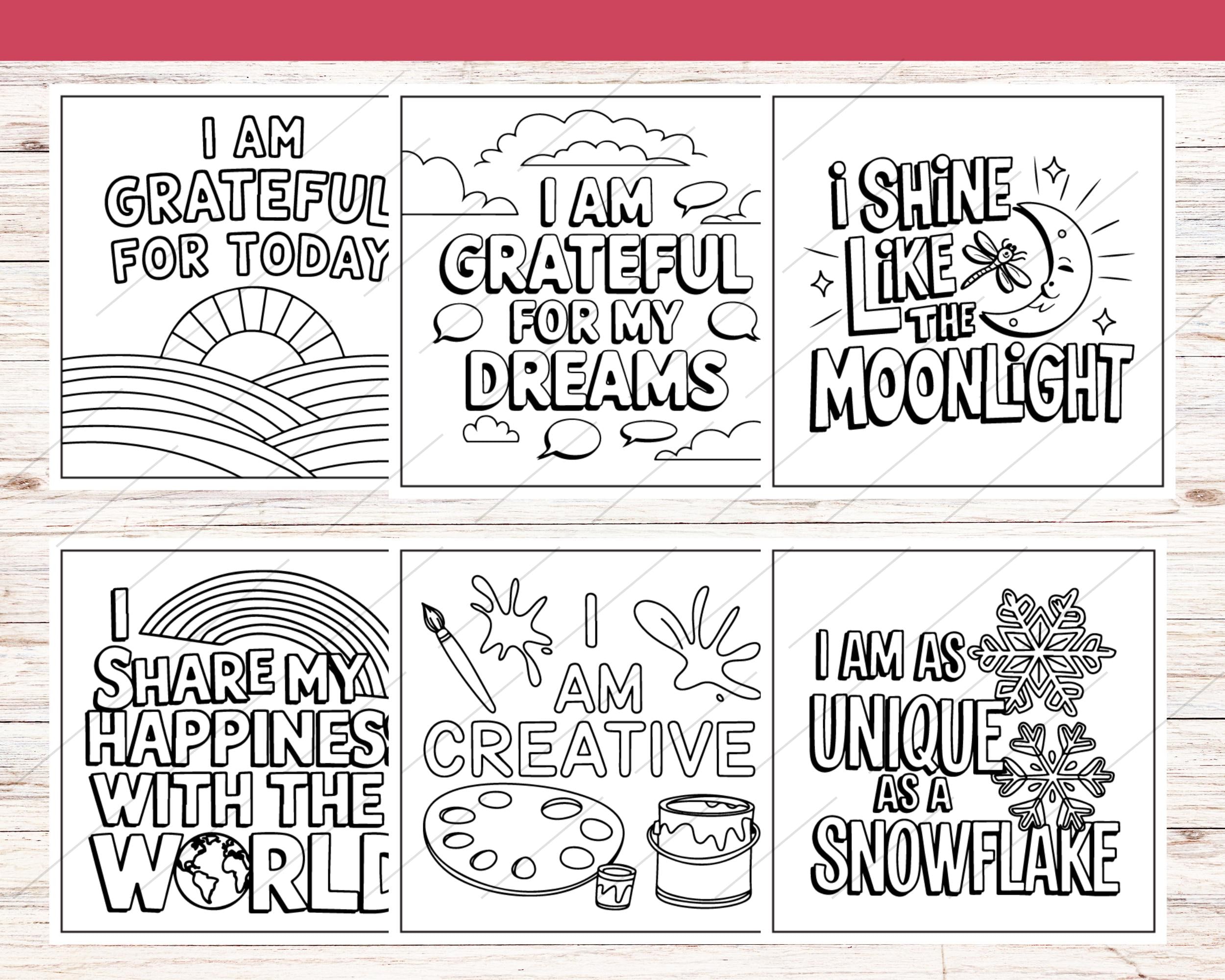Positive Affirmations Coloring Book: 60 Bold Pages (digital Download ...