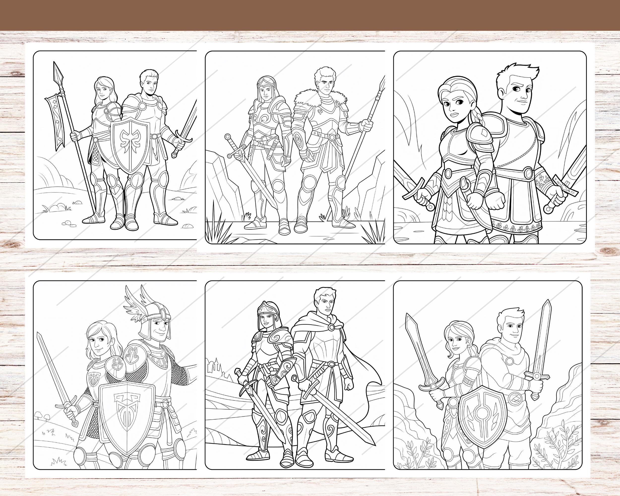 Warrior Duo Coloring Book, Samurai Theme (22 Pages) (digital Download ...