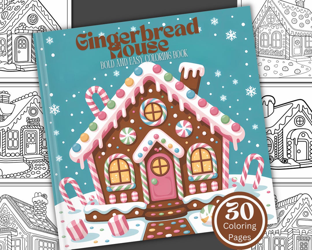 Gingerbread House Coloring Book: 30 Kawaii Pages (digital Download) - Etsy